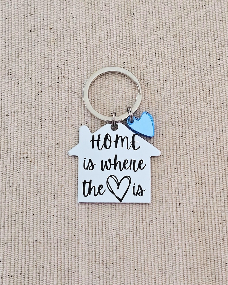 First Home Keychain, Personalized Keyfob for New Home, Custom Engraving ...