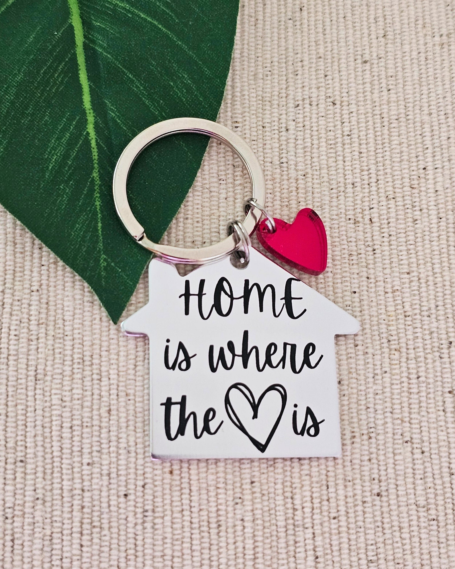 First Home Keychain, Personalized Keyfob for New Home, Custom Engraving ...