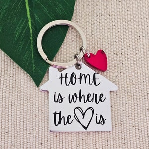 First Home Keychain, Personalized Keyfob for New Home, Custom Engraving ...