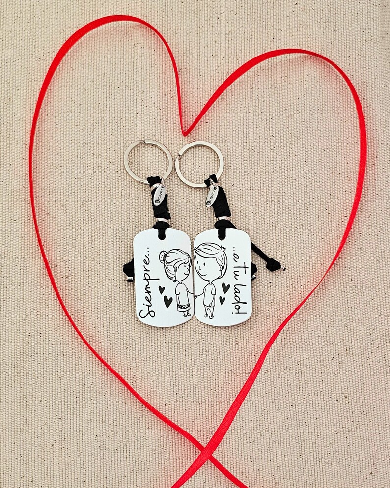 Set of 2 Personalized Couple Keychains, Engraved Couple Keychain Set ...