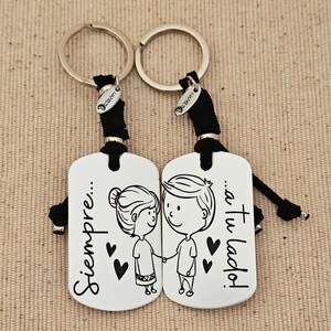 Set of 2 Personalized Couple Keychains, Engraved Couple Keychain Set ...