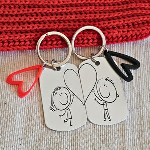 Customizable Couple Key Rings Set - Pair of Keychains Personalised With ...