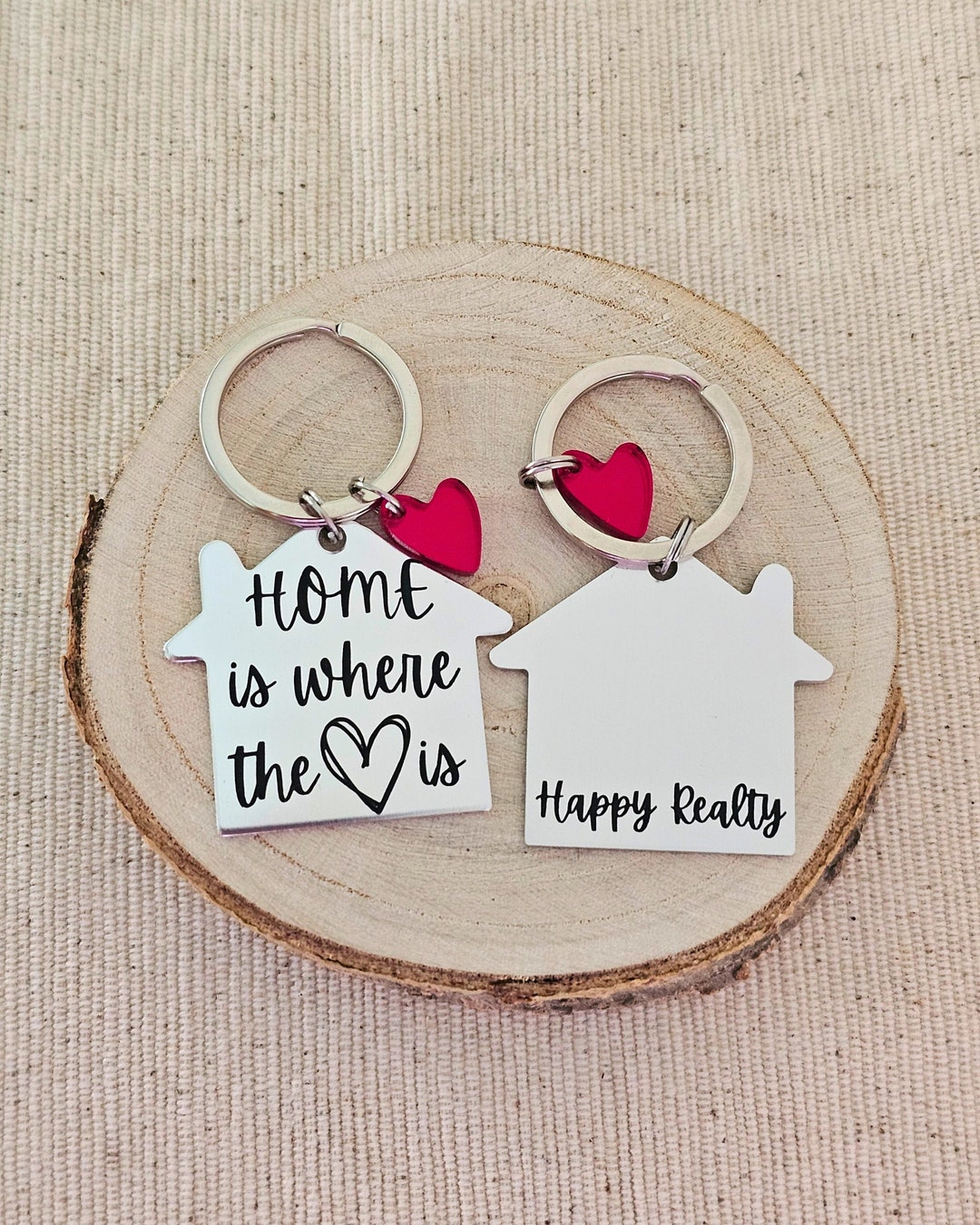 First Home Keychain, Personalized Keyfob for New Home, Custom Engraving ...