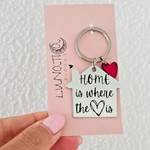 First Home Keychain, Personalized Keyfob for New Home, Custom Engraving ...
