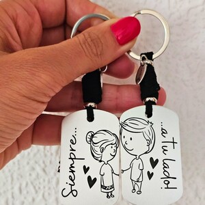 Set of 2 Personalized Couple Keychains, Engraved Couple Keychain Set ...