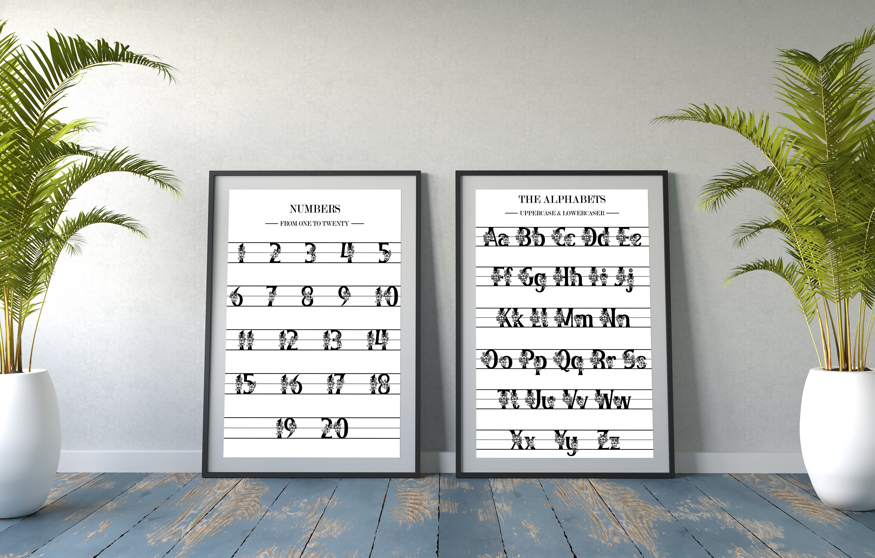 Alphabet uppercase & Lowercase and Numbers Poster Letters - Etsy