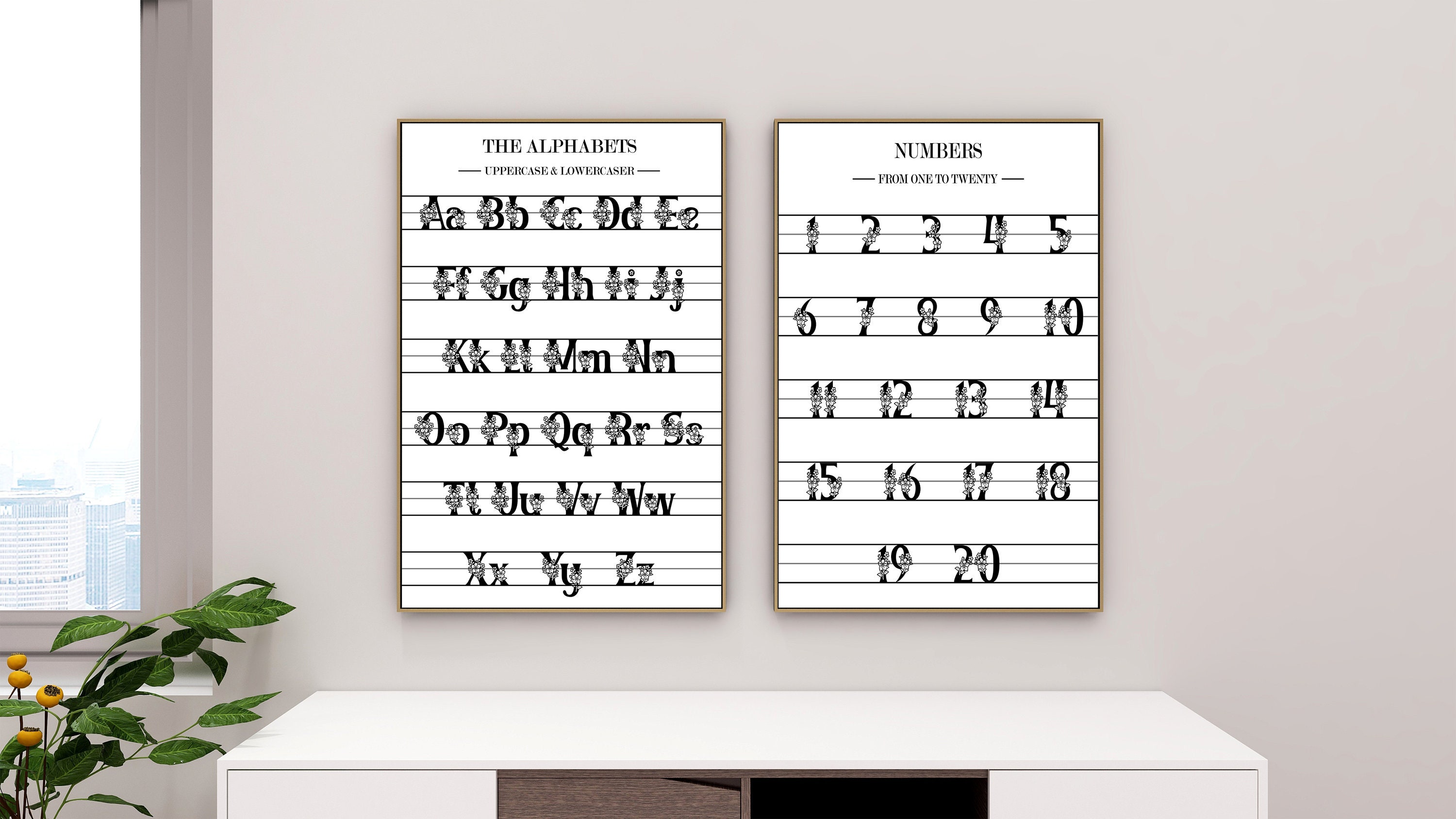 Alphabet uppercase & Lowercase and Numbers Poster, Letters Poster, ABC ...