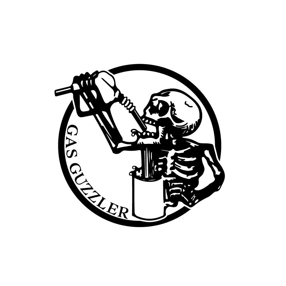 Gas Guzzler Skeleton Drinking Gasoline Bones Car Window Decal Truck ...