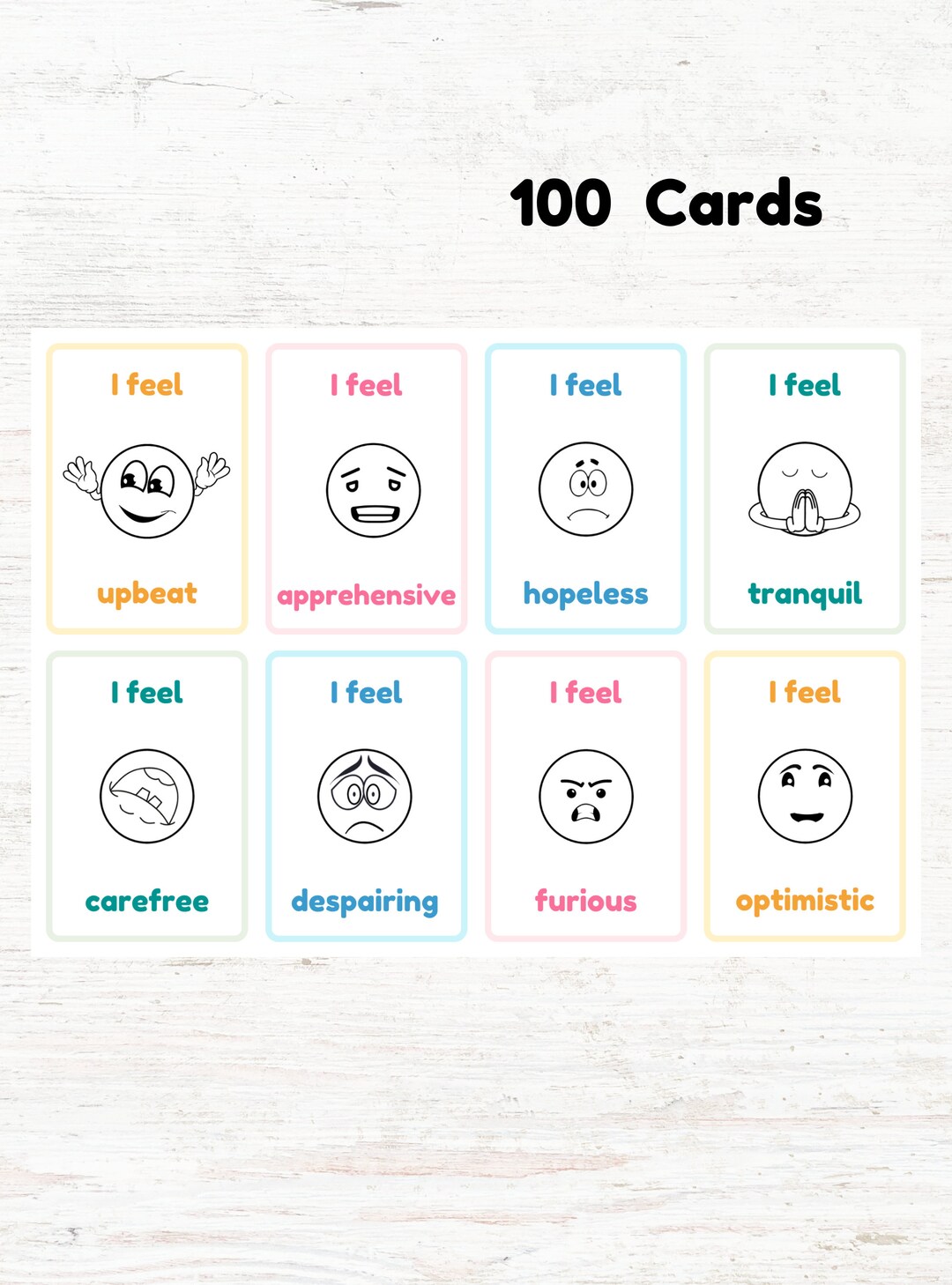 100 Emotion Emoji Flashcards, Feelings Emoji Flash Cards, for Kids ...