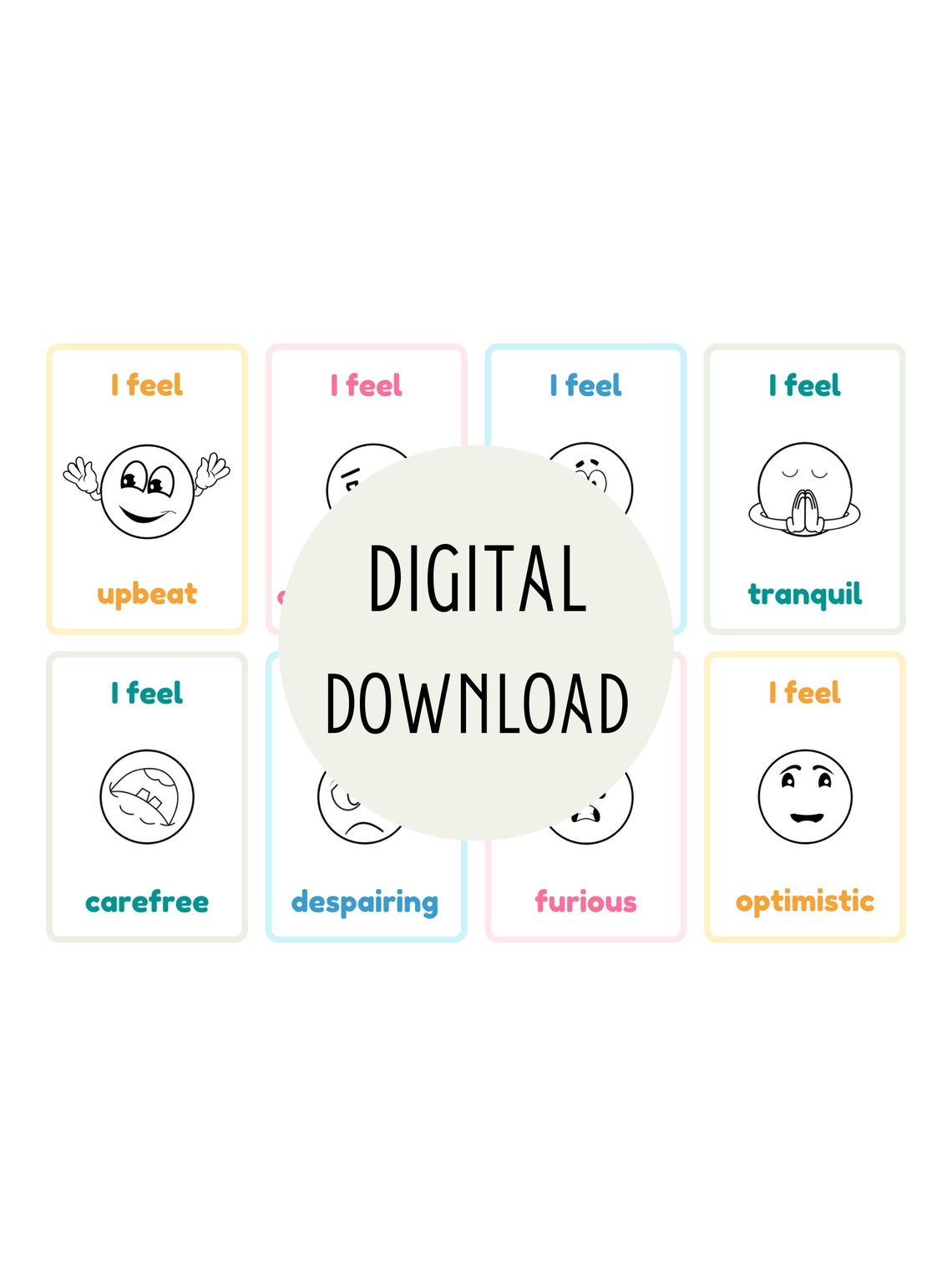 100 Emotion Emoji Flashcards, Feelings Emoji Flash Cards, for Kids ...