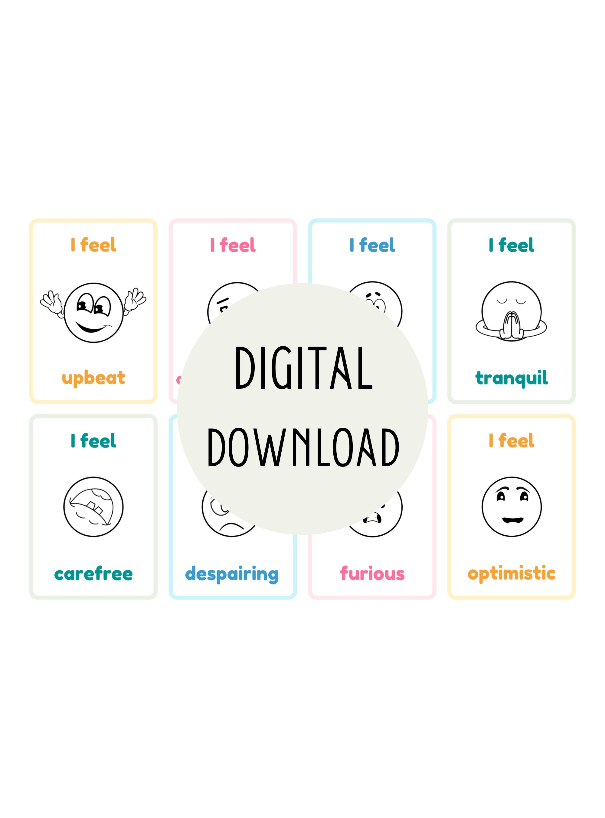 100 Emotion Emoji Flashcards, Feelings Emoji Flash Cards, for Kids ...