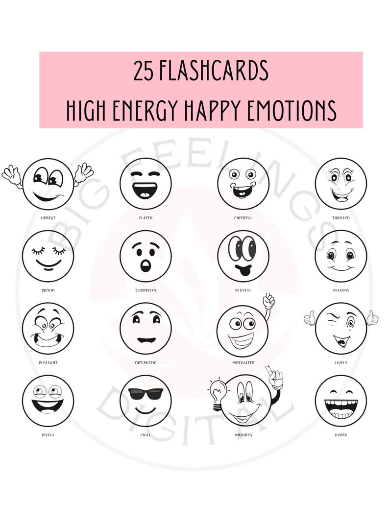 Emotion Emoji Flashcards Feelings Emoji Flash Cards for Kids - Etsy México