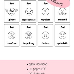 100 Emotion Emoji Flashcards, Feelings Emoji Flash Cards, for Kids ...