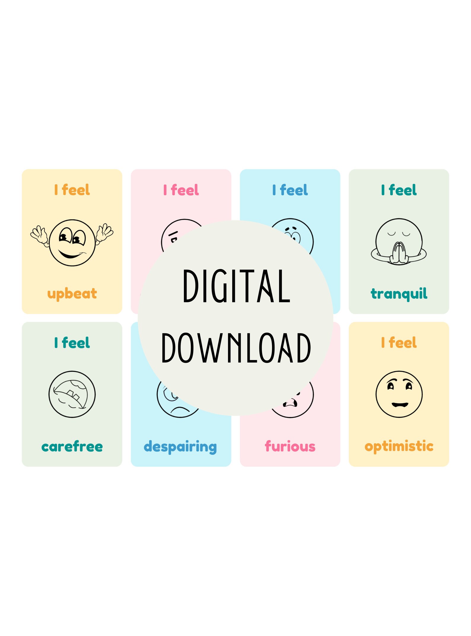 100 Emotion Emoji Flashcards, Feelings Emoji Flash Cards, for Kids ...