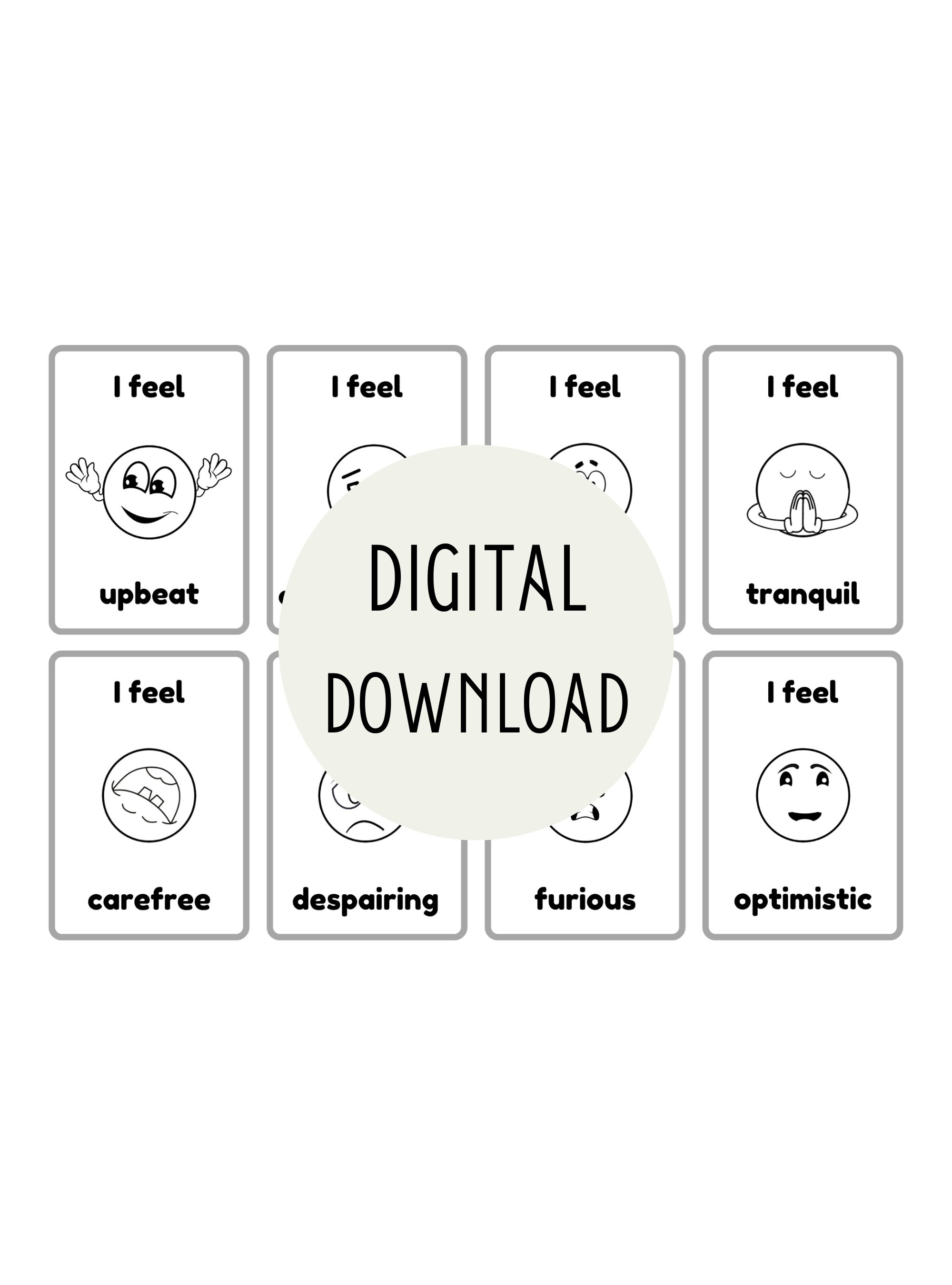 100 Emotion Emoji Flashcards, Feelings Emoji Flash Cards, for Kids ...