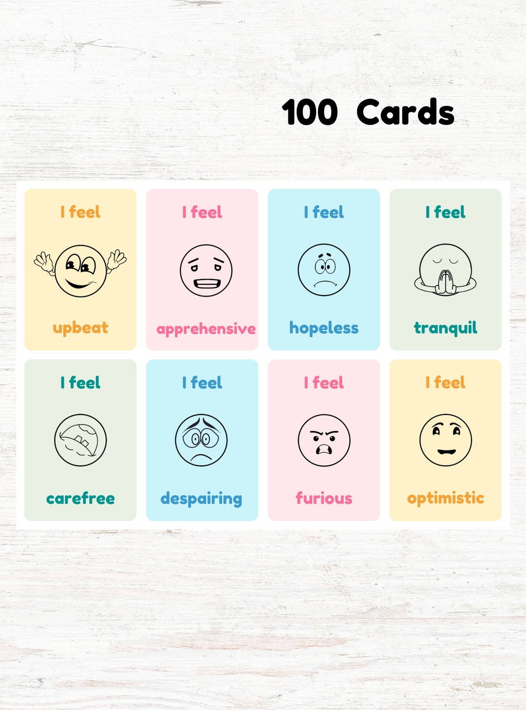 100 Emotion Emoji Flashcards, Feelings Emoji Flash Cards, for Kids ...
