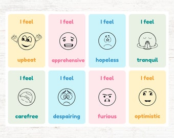 100 Emotion Emoji Flashcards, Feelings Emoji Flash Cards, for Kids ...