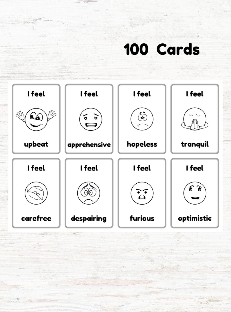 100 Emotion Emoji Flashcards, Feelings Emoji Flash Cards, for Kids ...