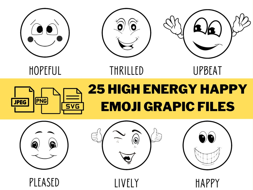 Emotion Clip Art 25 High Energy Happy Emoji Graphics: 25 Pngs, Jpgs ...