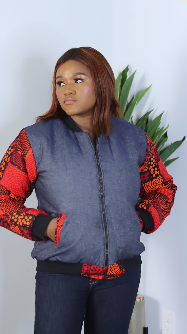 African Print Bomber Jacket With a Front Zip and Pockets, Unisex Ankara ...