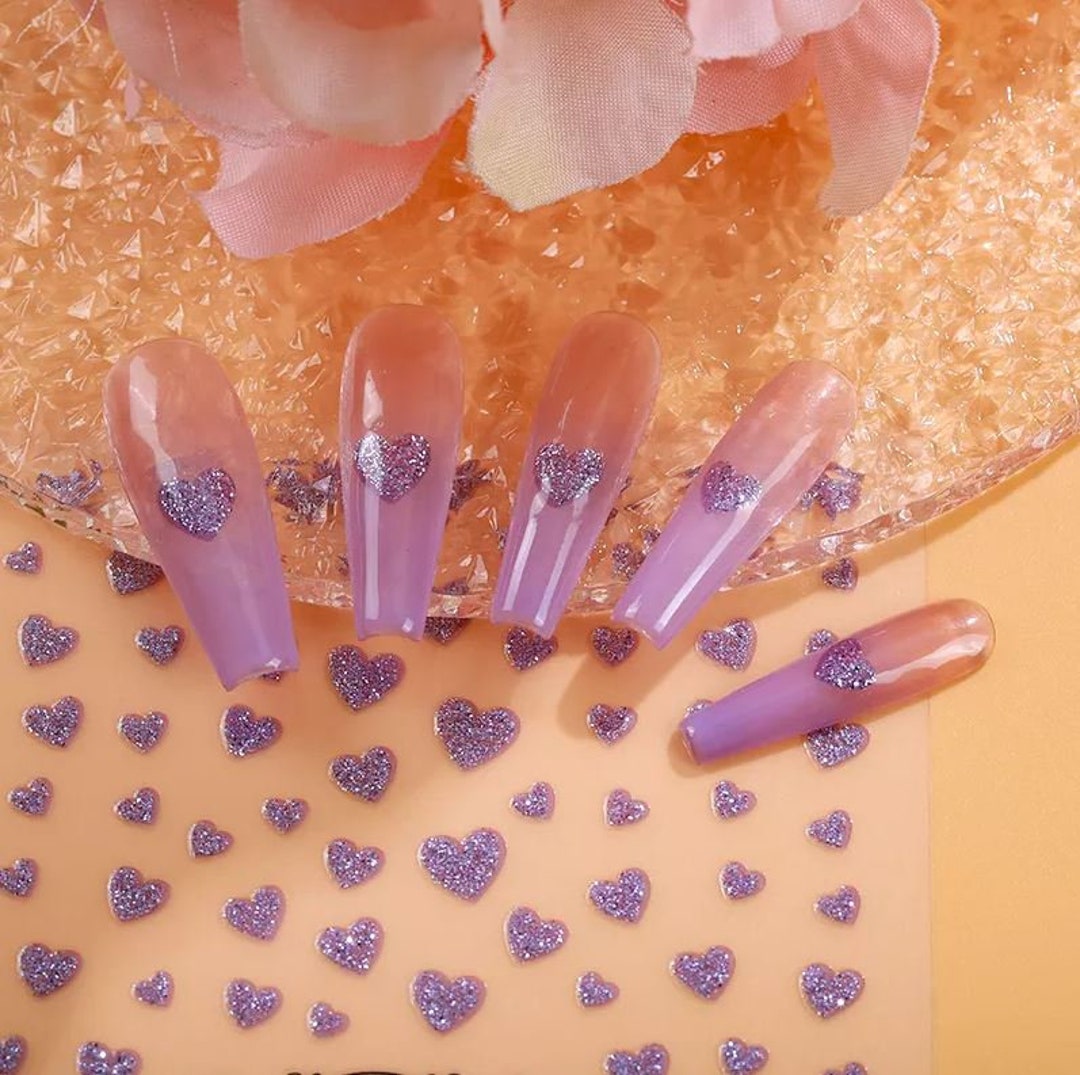 Shiny Nail Heart Decals, Small Heart Nail Stickers, Nail Art Decoration ...