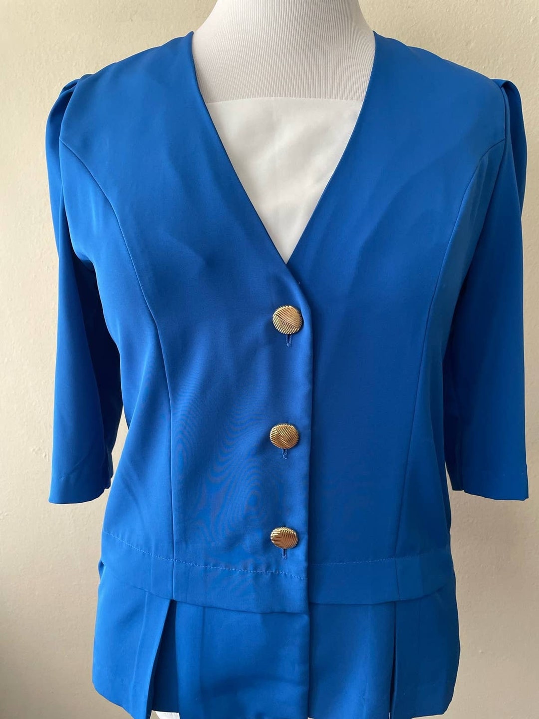 Size M - Vintage 80s Andrea Gayle Blue Two Piece Suit Size 8 - Etsy