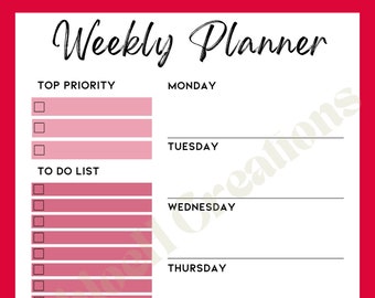 Weekly Planner Printable Mental Health Minimalist Weekly - Etsy