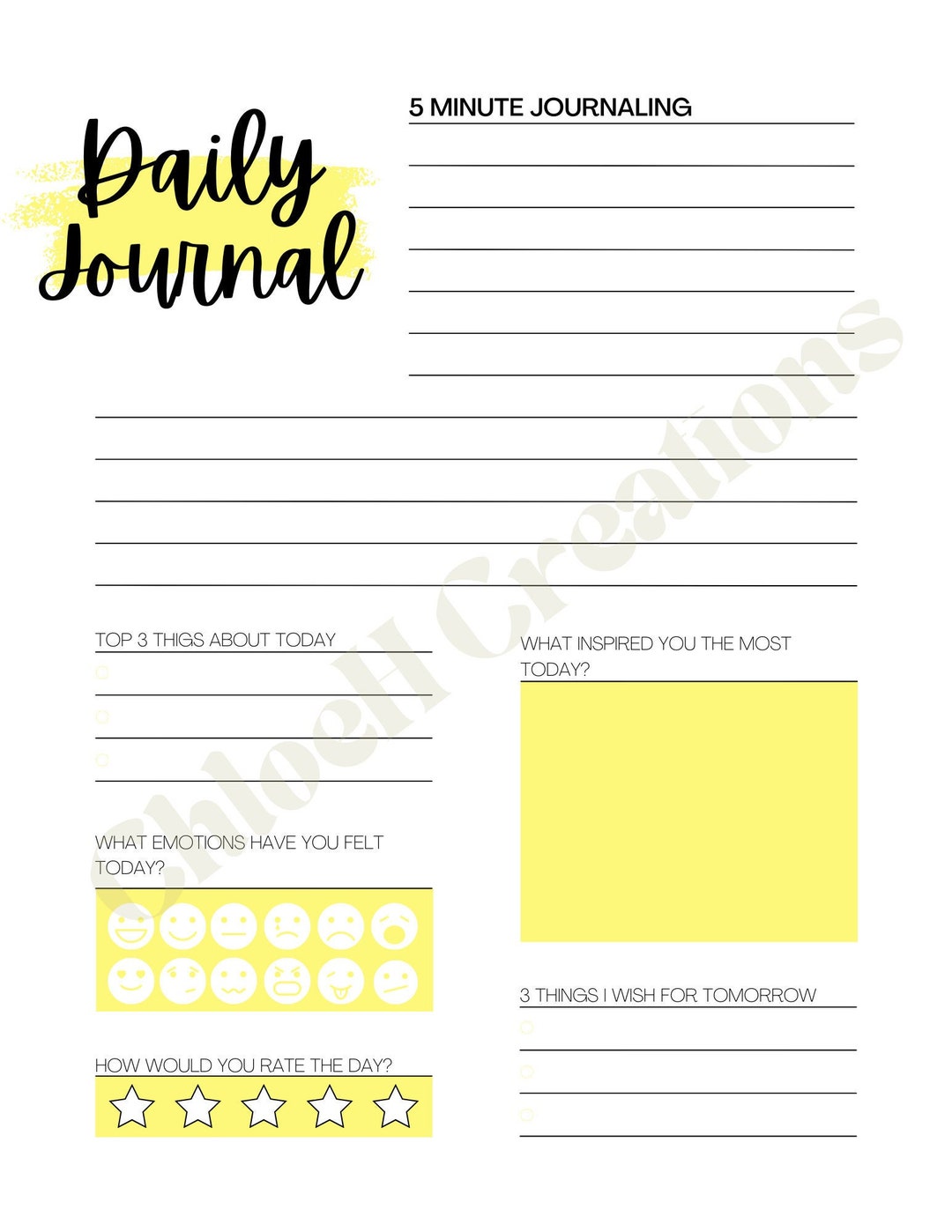 Yellow Daily Planner/ Check-in - Etsy
