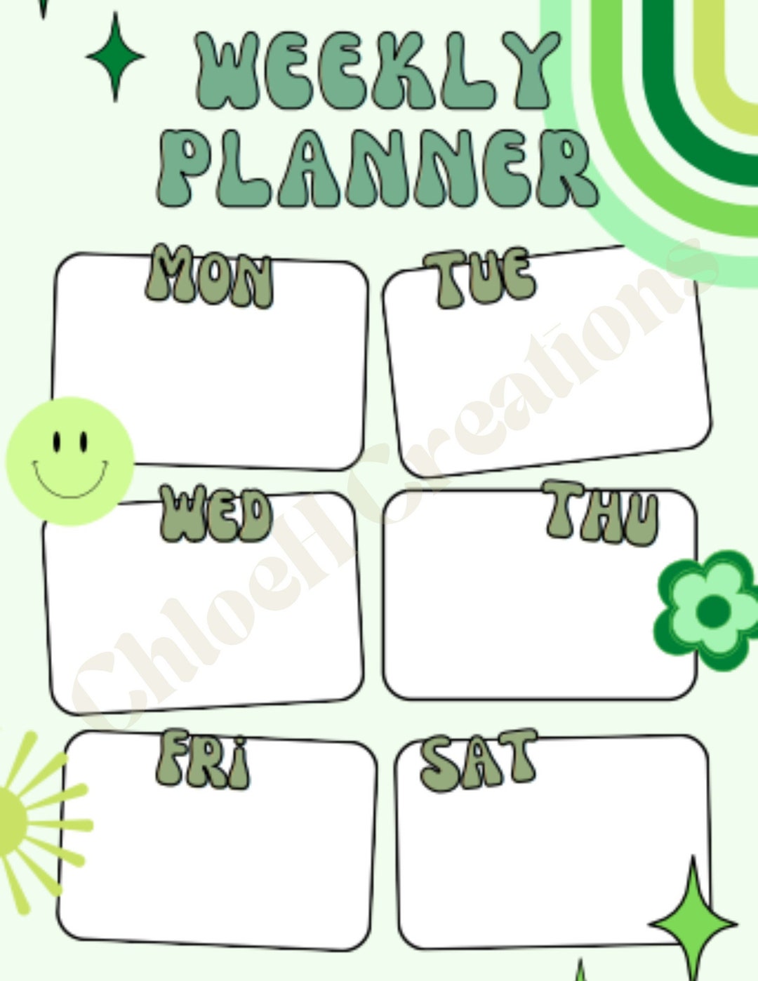 Groovy Green Weekly Planner - Etsy