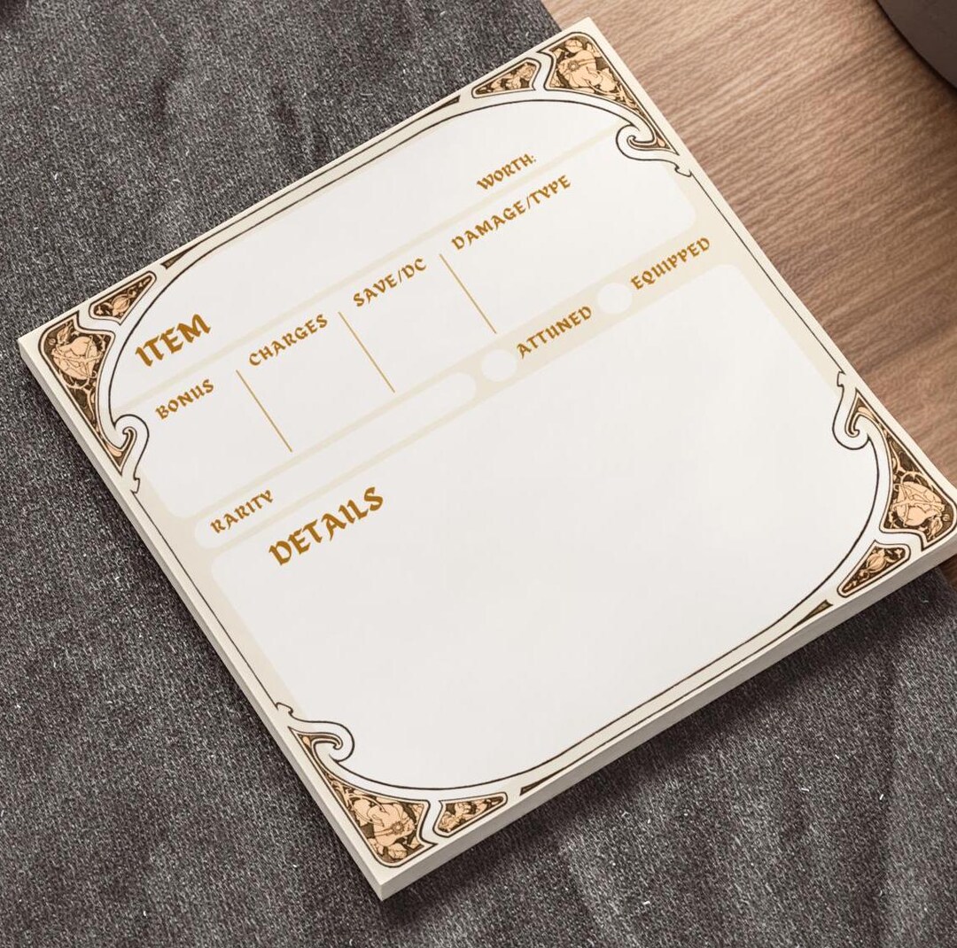 Item Card Sticky Notes Medieval - Etsy