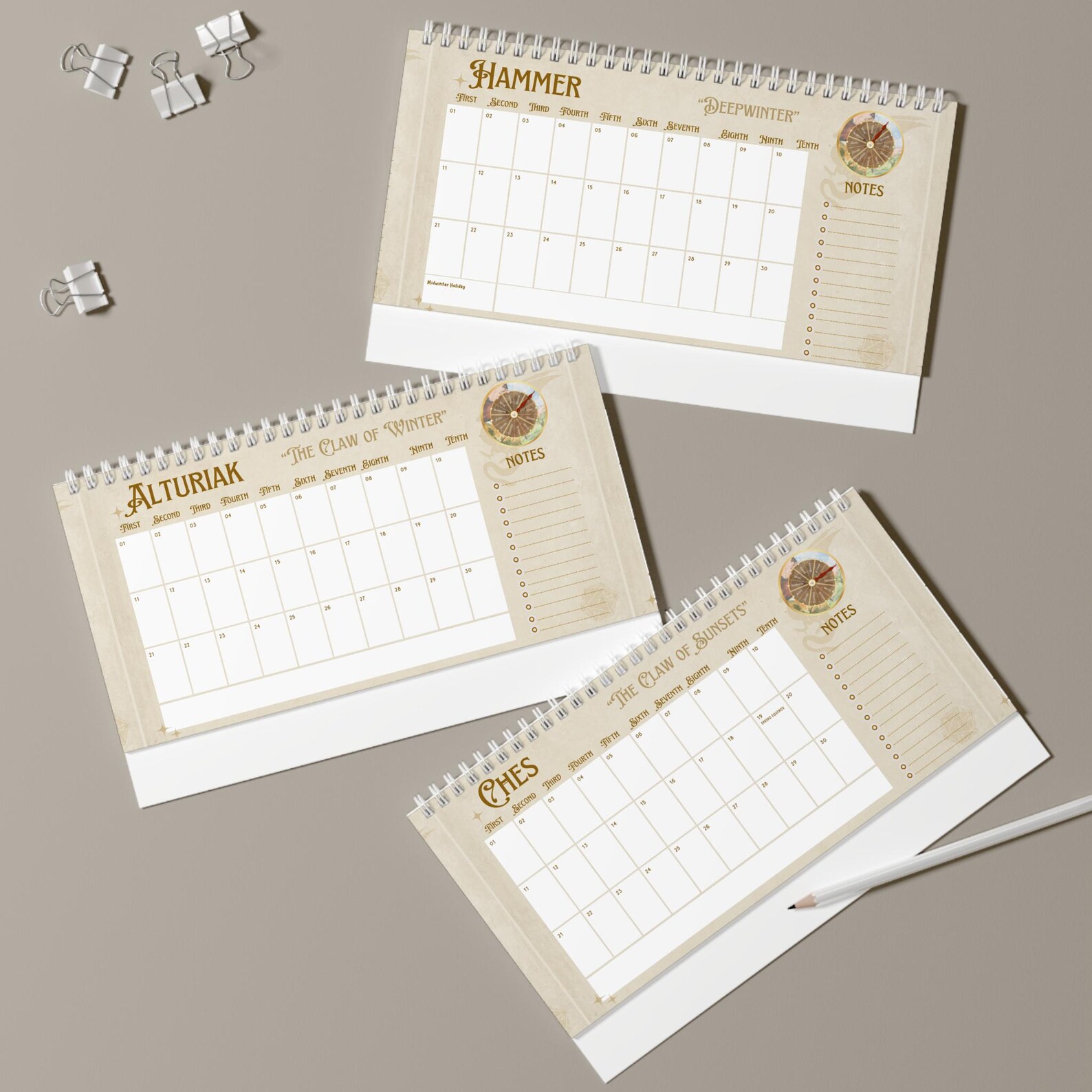 Dnd Faerunian Desktop Calendar - the Calendar of Harptos - Etsy