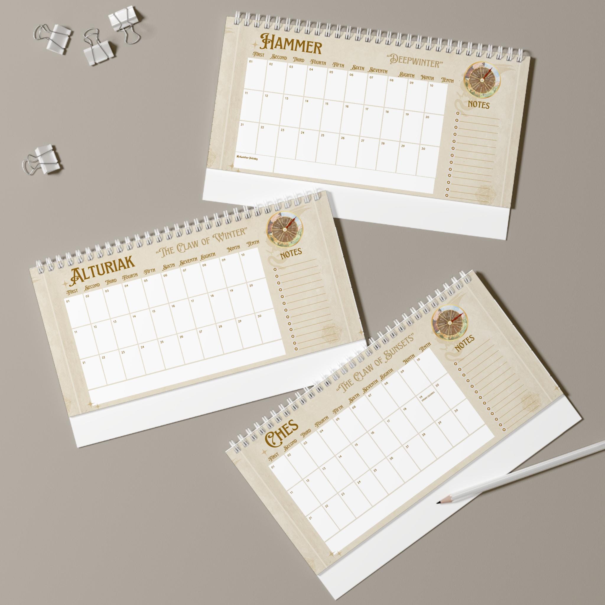 Dnd Faerunian Desktop Calendar - the Calendar of Harptos - Etsy