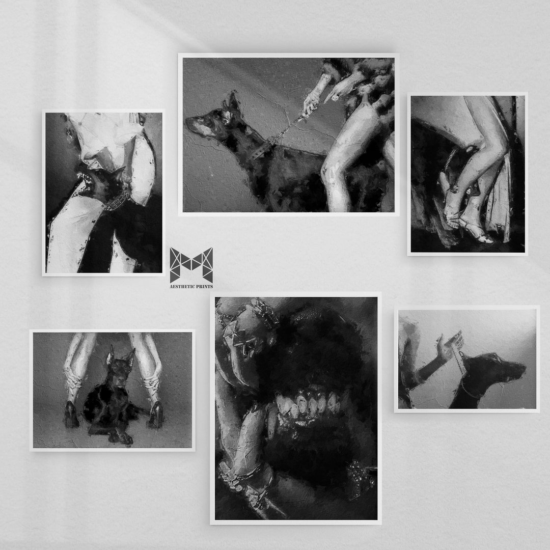 Set of 6 Luxury Fashion Doberman Posters Black & White Doberman ...