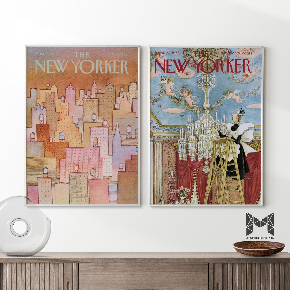 Set of 16 the New Yorker Vintage Gallery Wall Art Aesthetic Retro ...