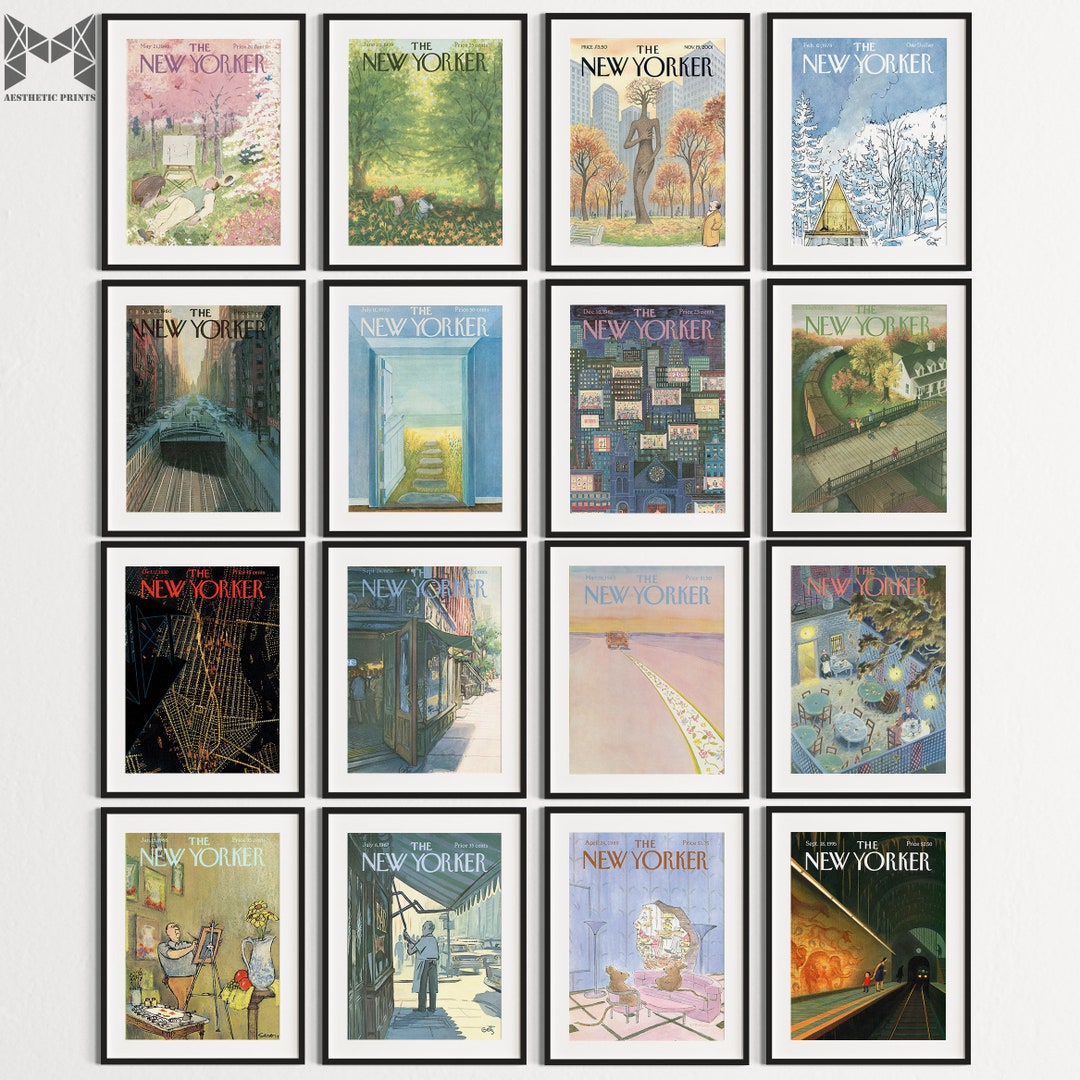 Set of 16 Vintage Magazine Cover Posters the New Yorker Aesthetic Retro ...