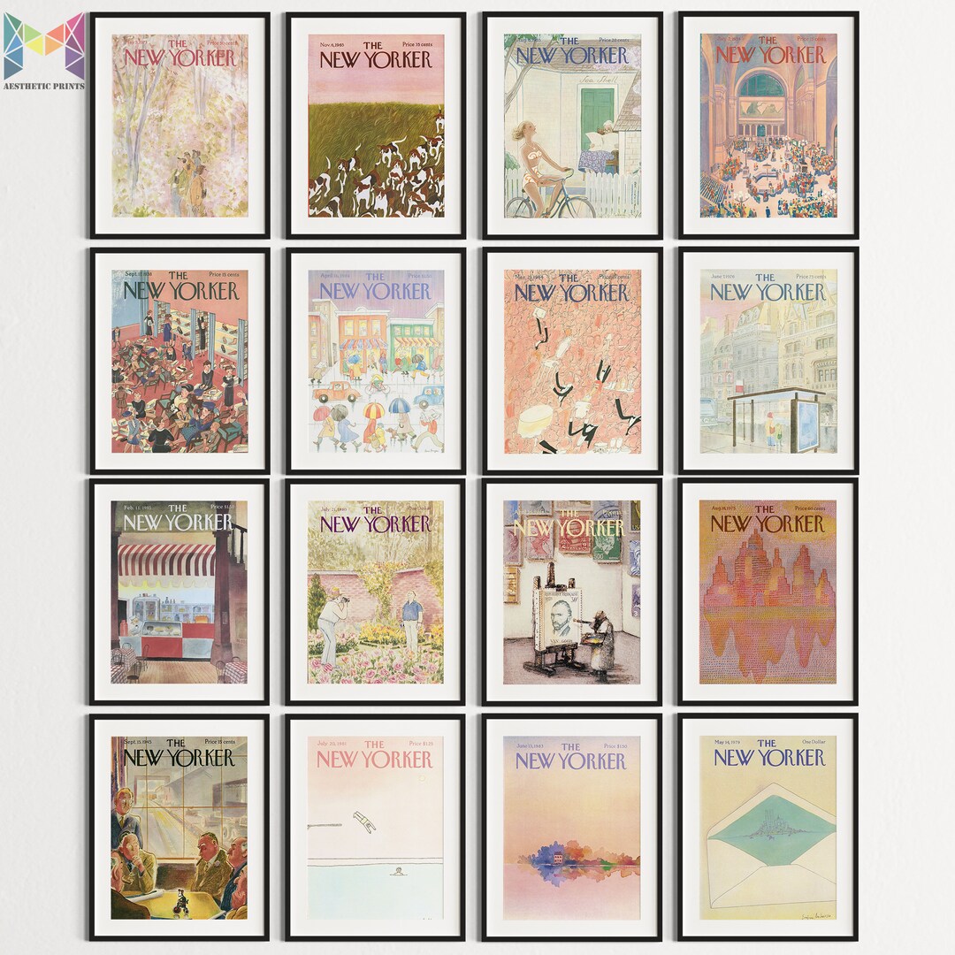 Set of 16 Vintage the New Yorker Gallery Wall Art Aesthetic Retro ...