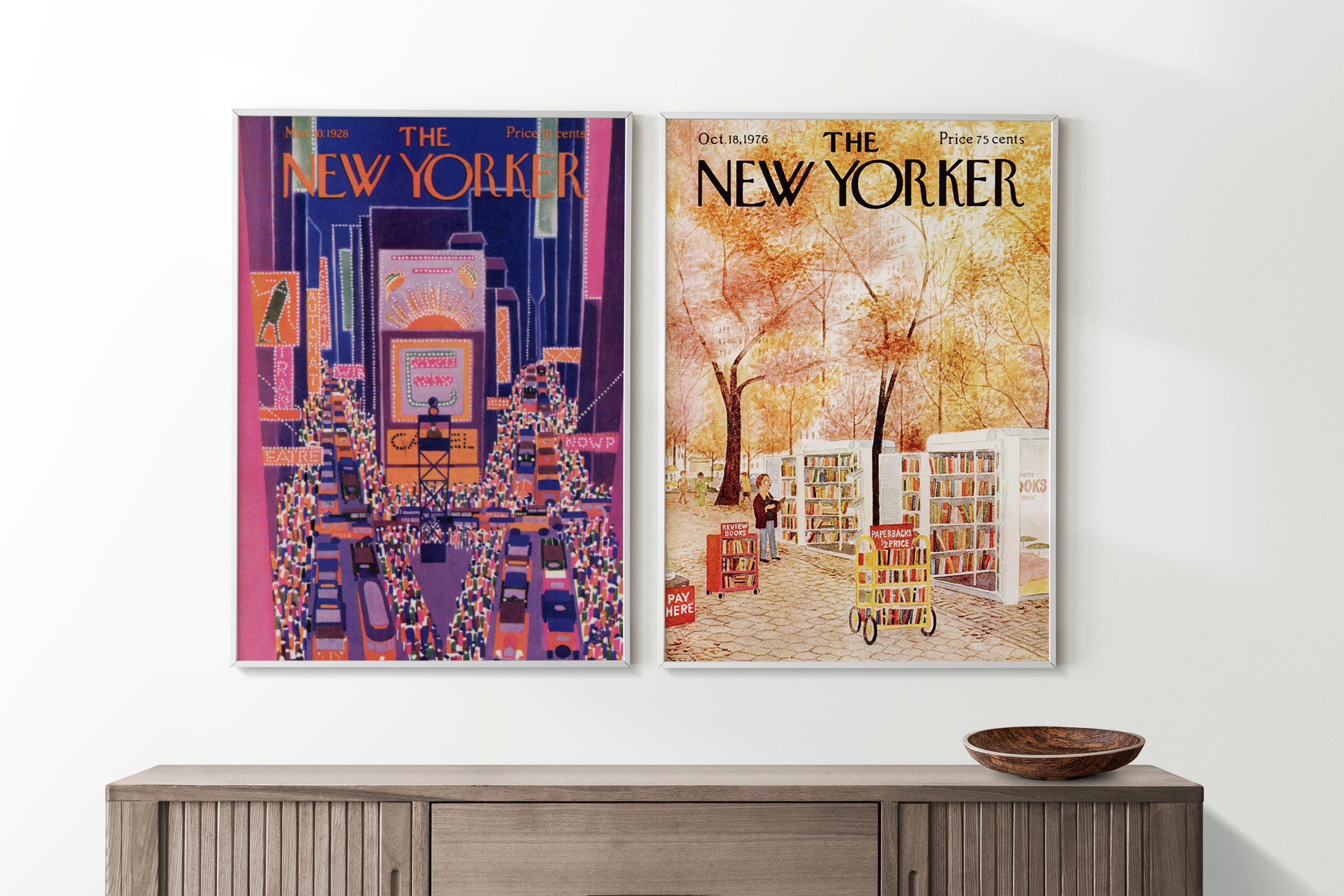 Set of 6 Vintage Magazine Poster the New Yorker Vintage Gallery Wall ...