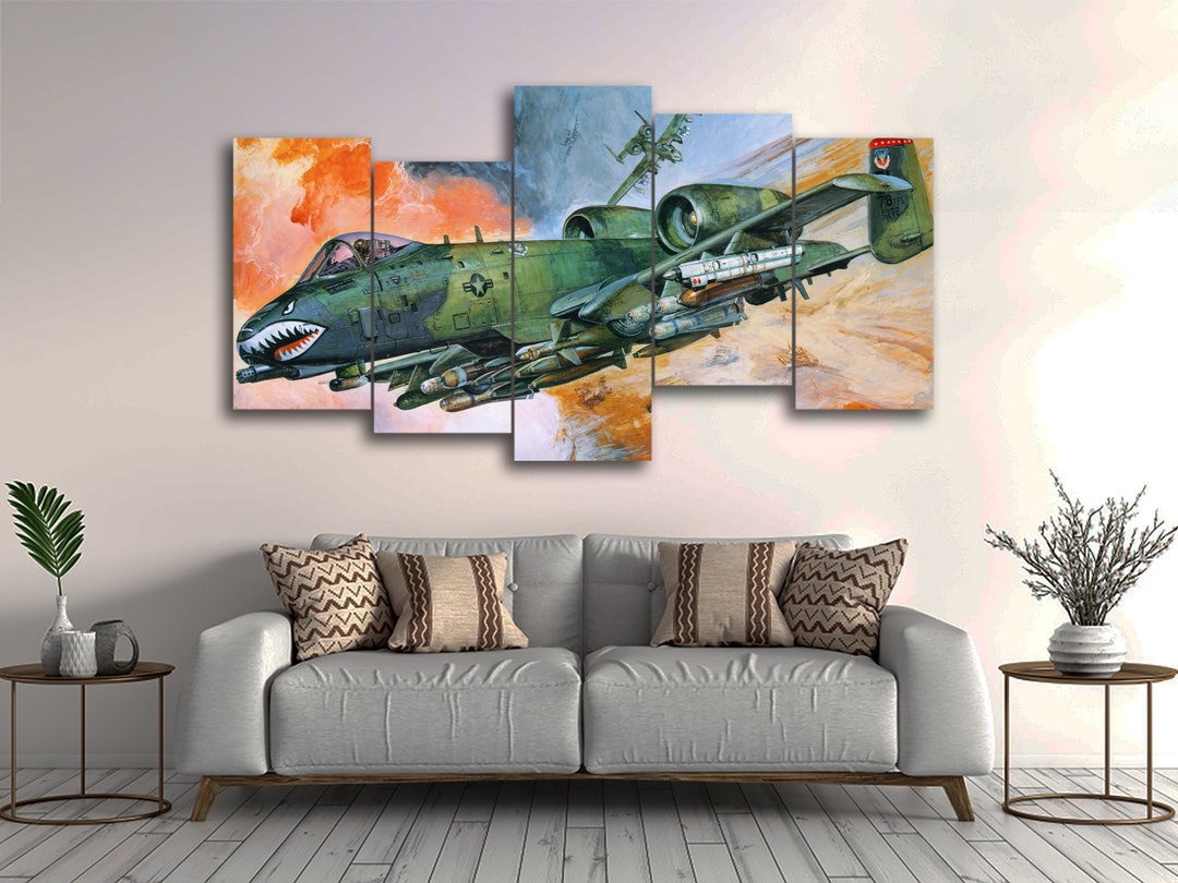 USAF A-10 Warthog 5 Piece Canvas Wall Art, Large Framed 5 Panel Canvas ...