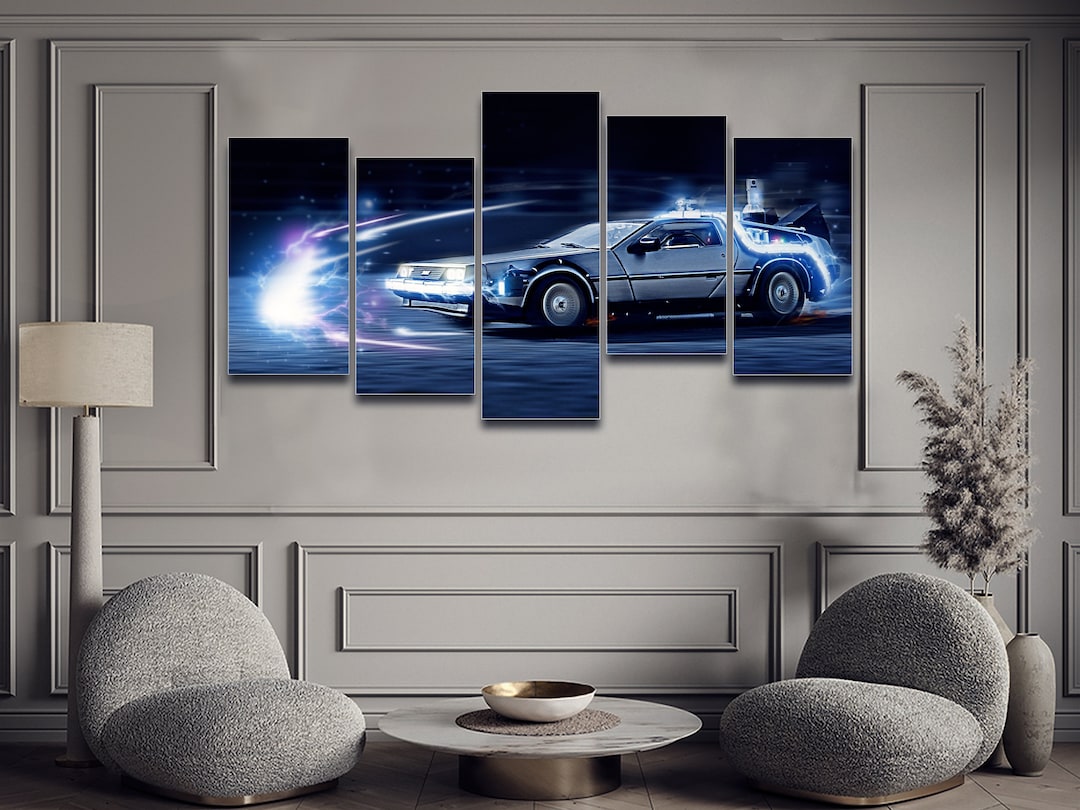 Delorean DMC-12 Back Future 5 Pieces Canvas Wall Art, Large Framed 5 ...