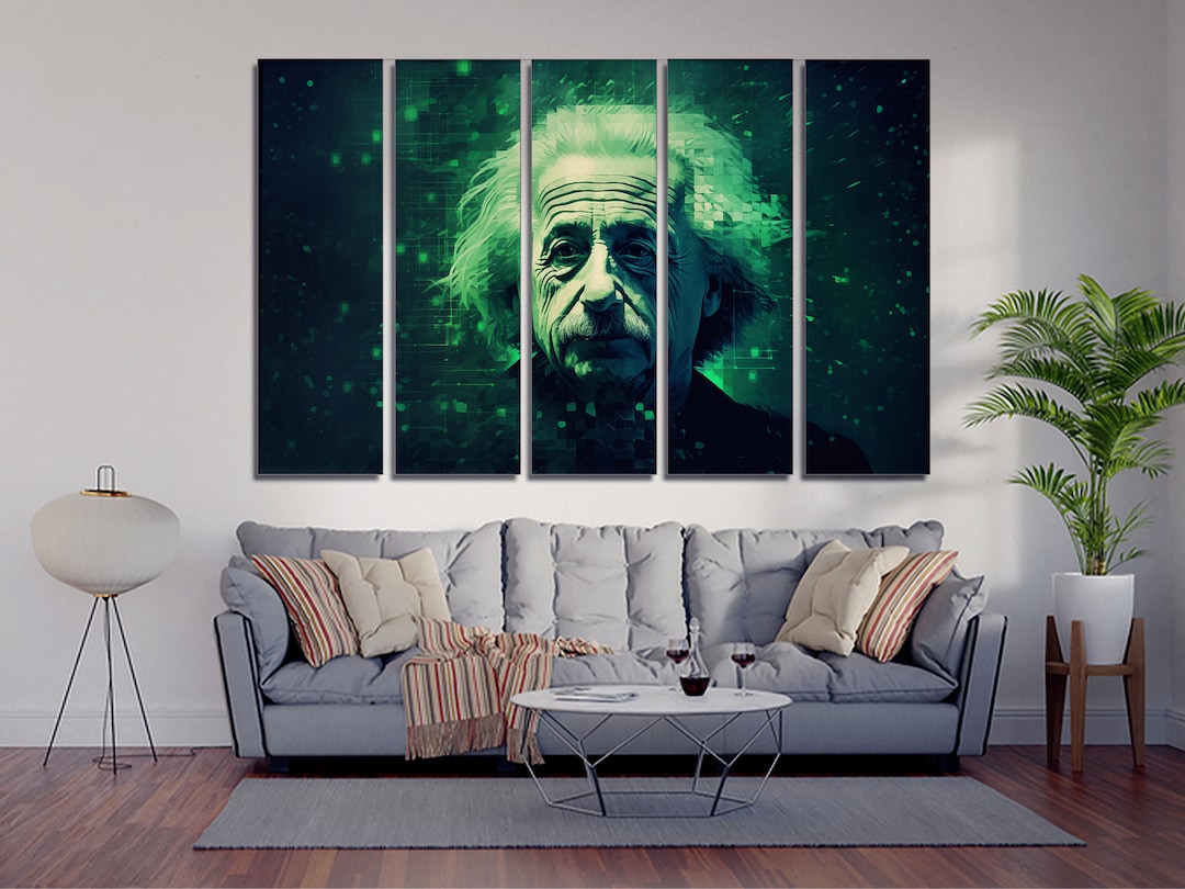 Albert Einstein Digital Art Canvas Wall Art, Large Framed Canvas Wall ...