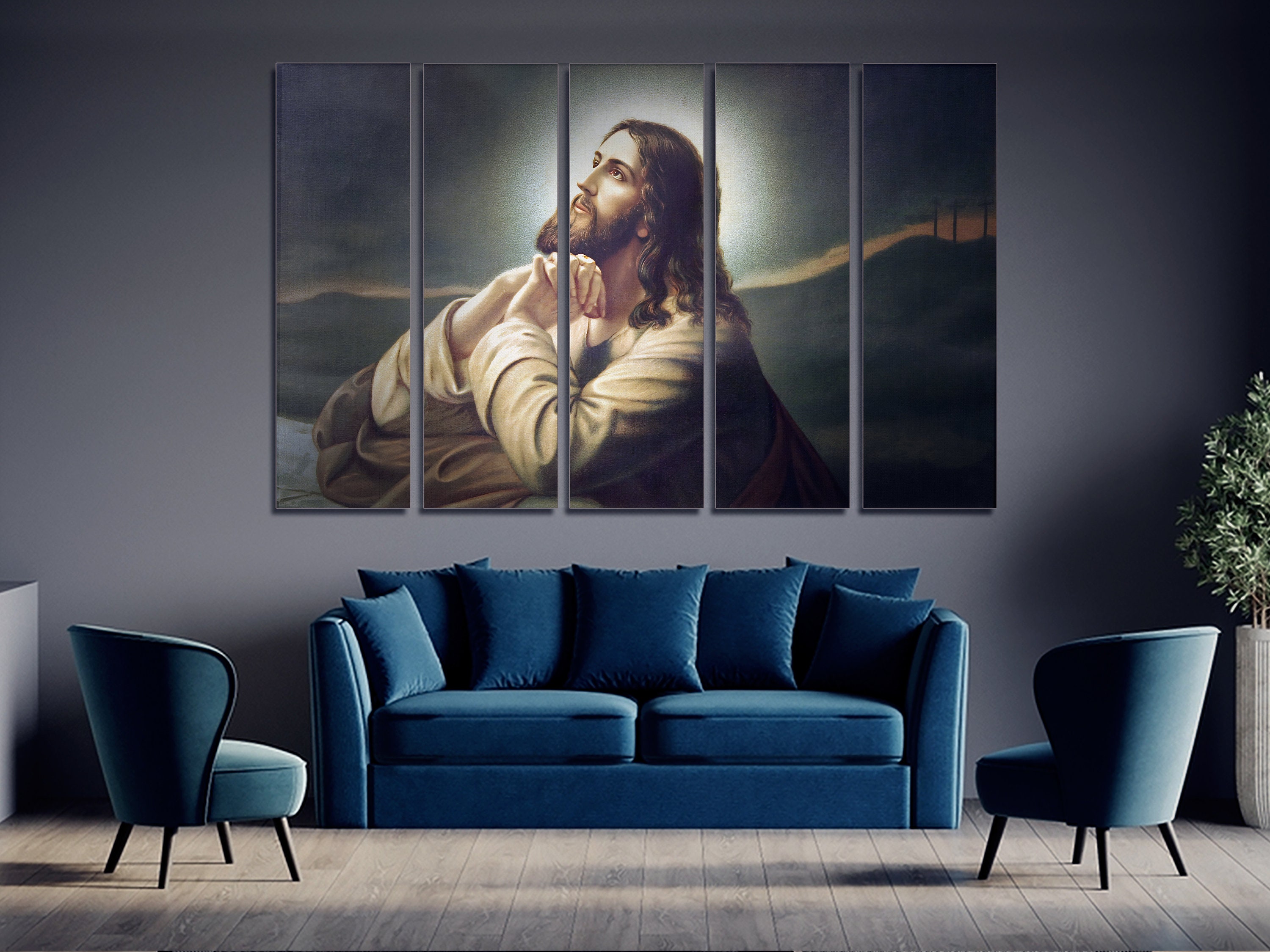 Jesus Christ Praying Canvas Wall Art, Large Framed Canvas Wall Art ...