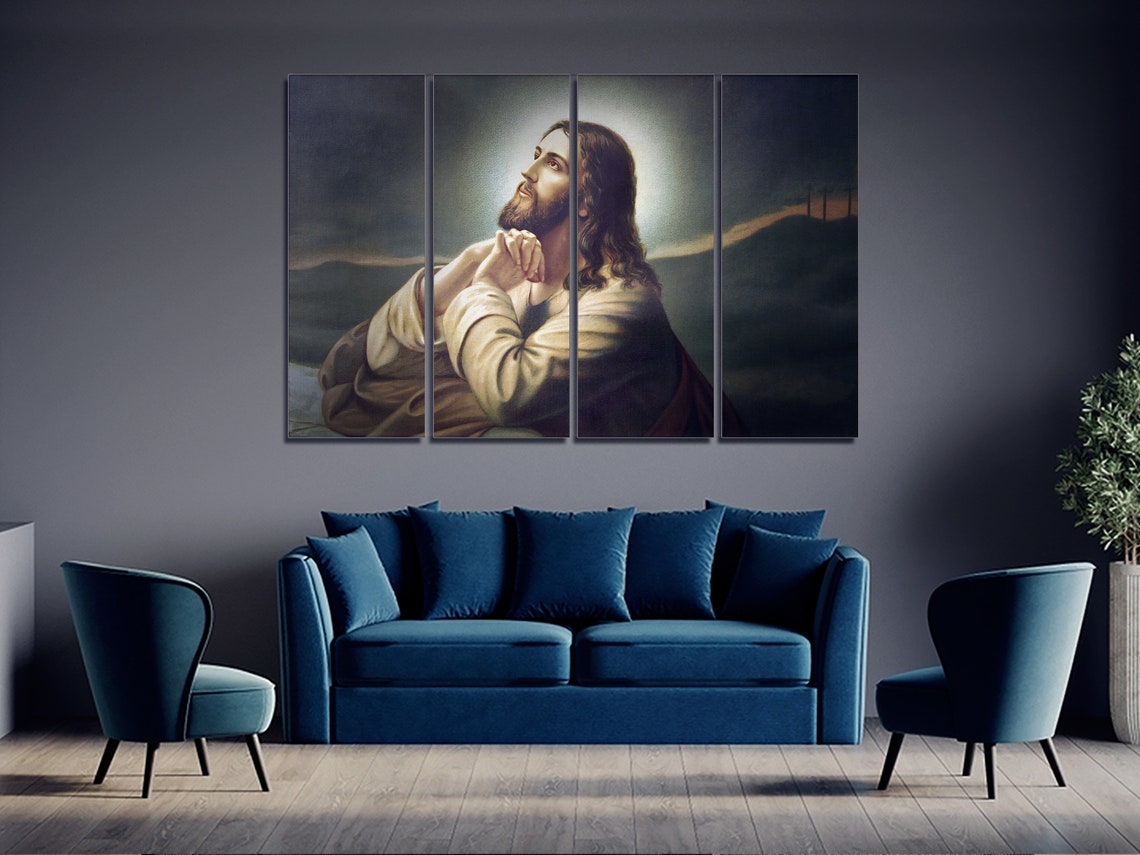 Jesus Christ Praying Canvas Wall Art, Large Framed Canvas Wall Art ...