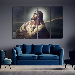 Jesus Christ Praying Canvas Wall Art, Large Framed Canvas Wall Art ...