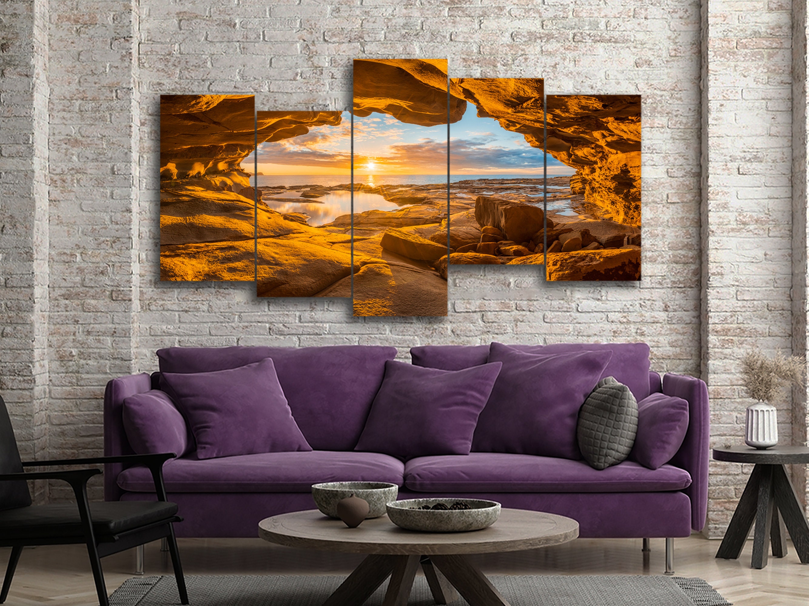 Map of Australia Cave at Avoca 5 Piece Canvas Wall Art, Large Framed 5 ...