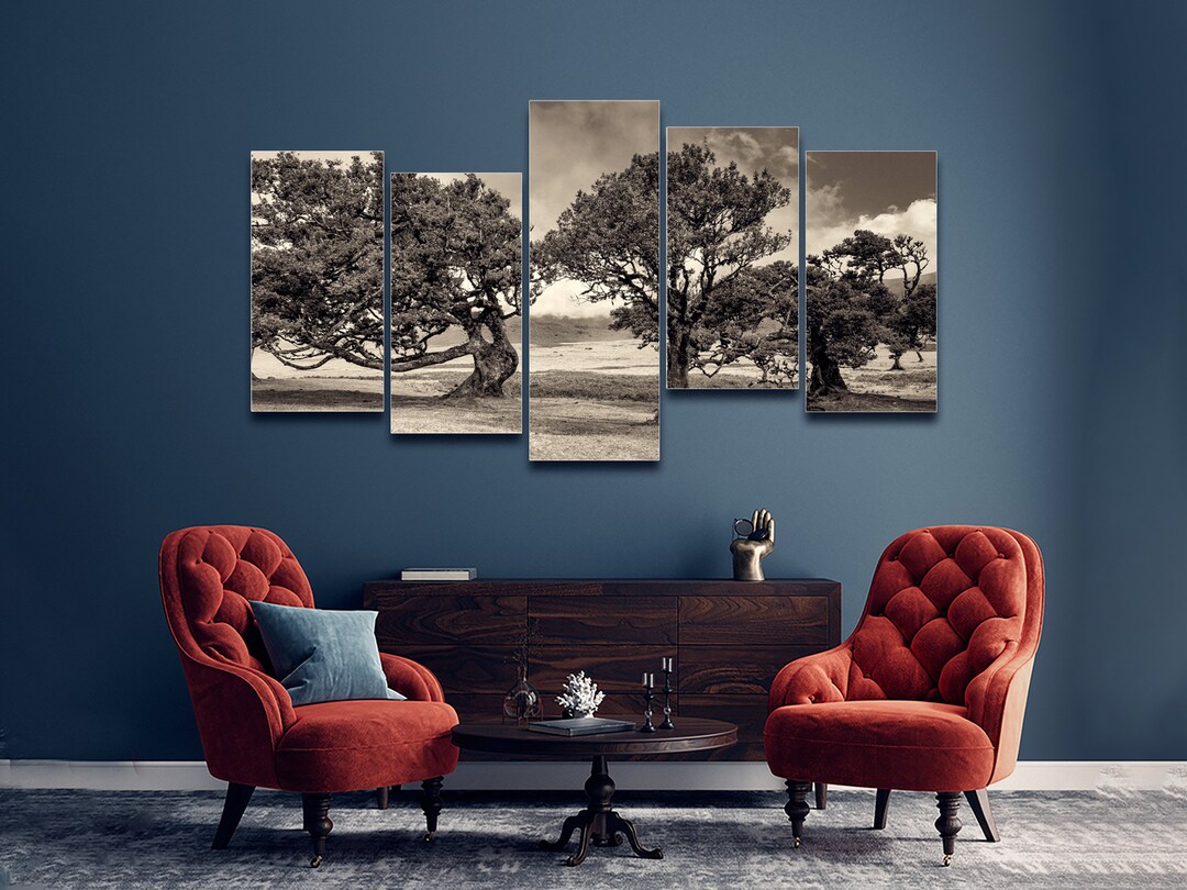 Serpia Laurel Trees 5 Pieces Canvas Wall Art, Large Framed 5 Panel ...