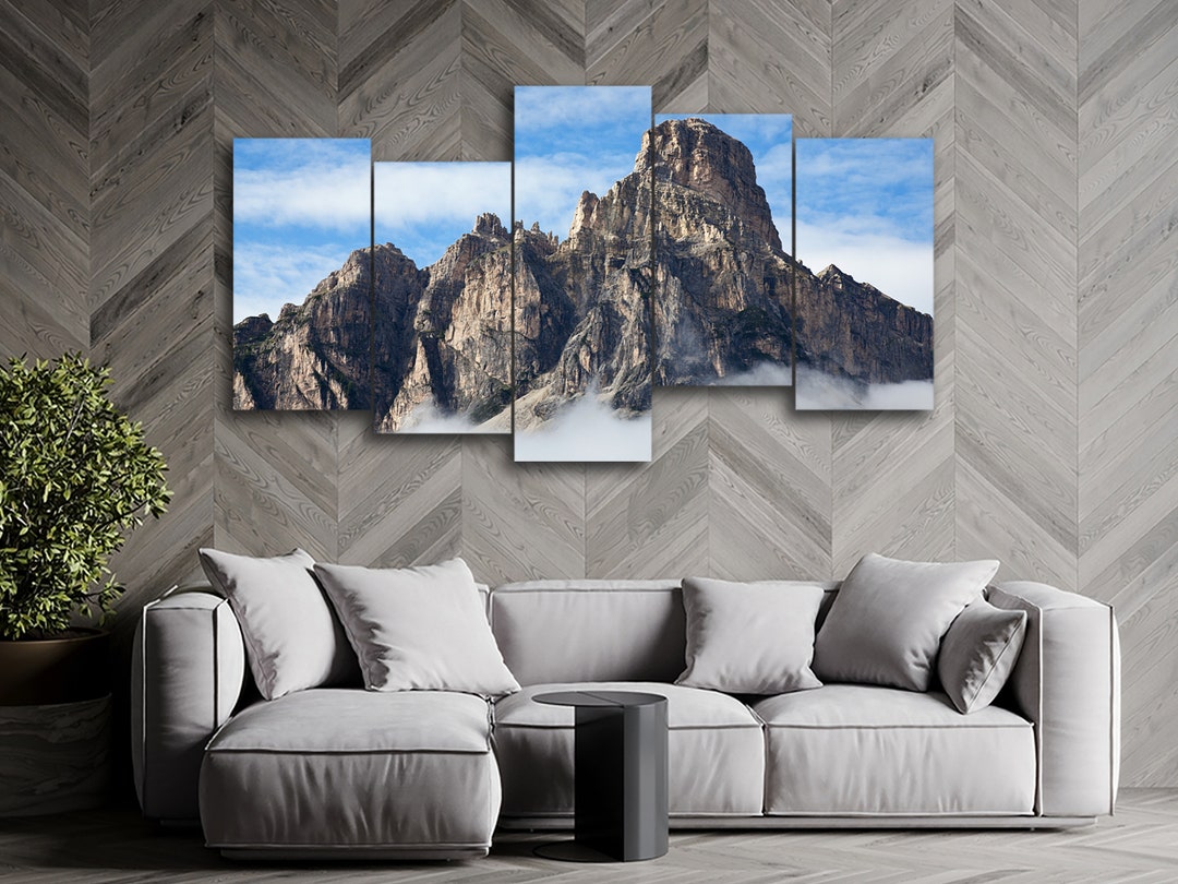 Mountains in the Alps 5 Piece Canvas Wall Art, Large Framed 5 Panel ...