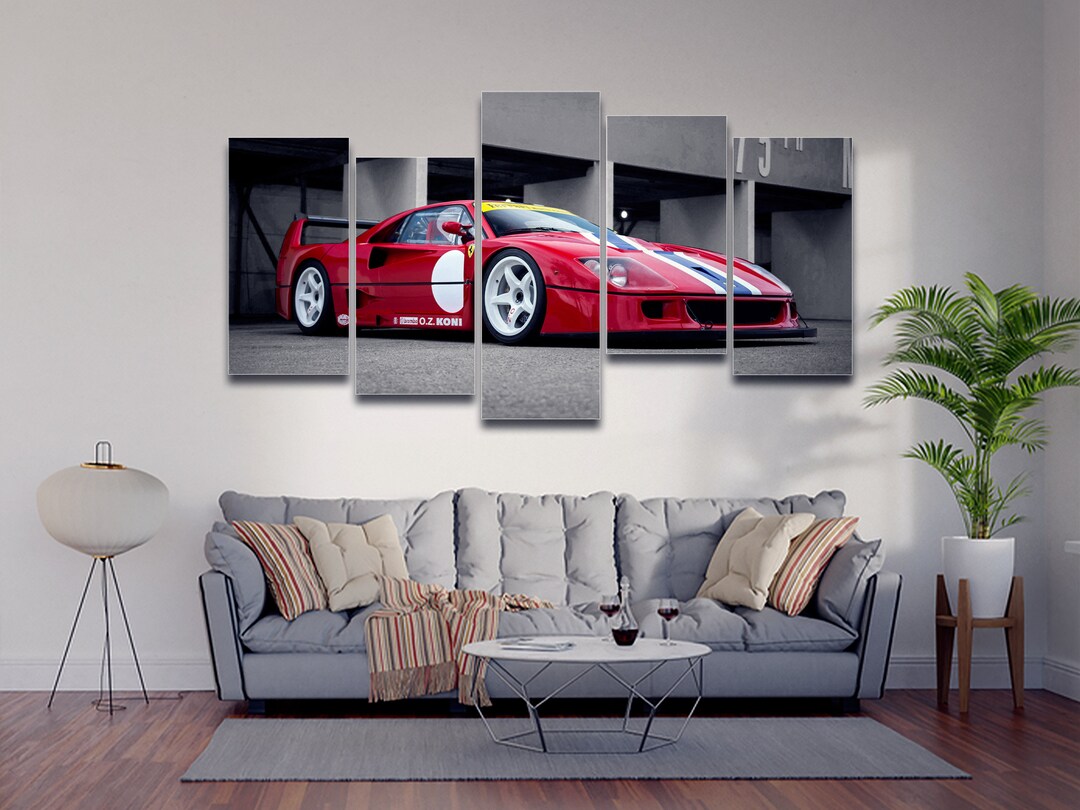 Ferrari F40 Car 5 Piece Canvas Wall Art, Large Framed 5 Panel Canvas ...