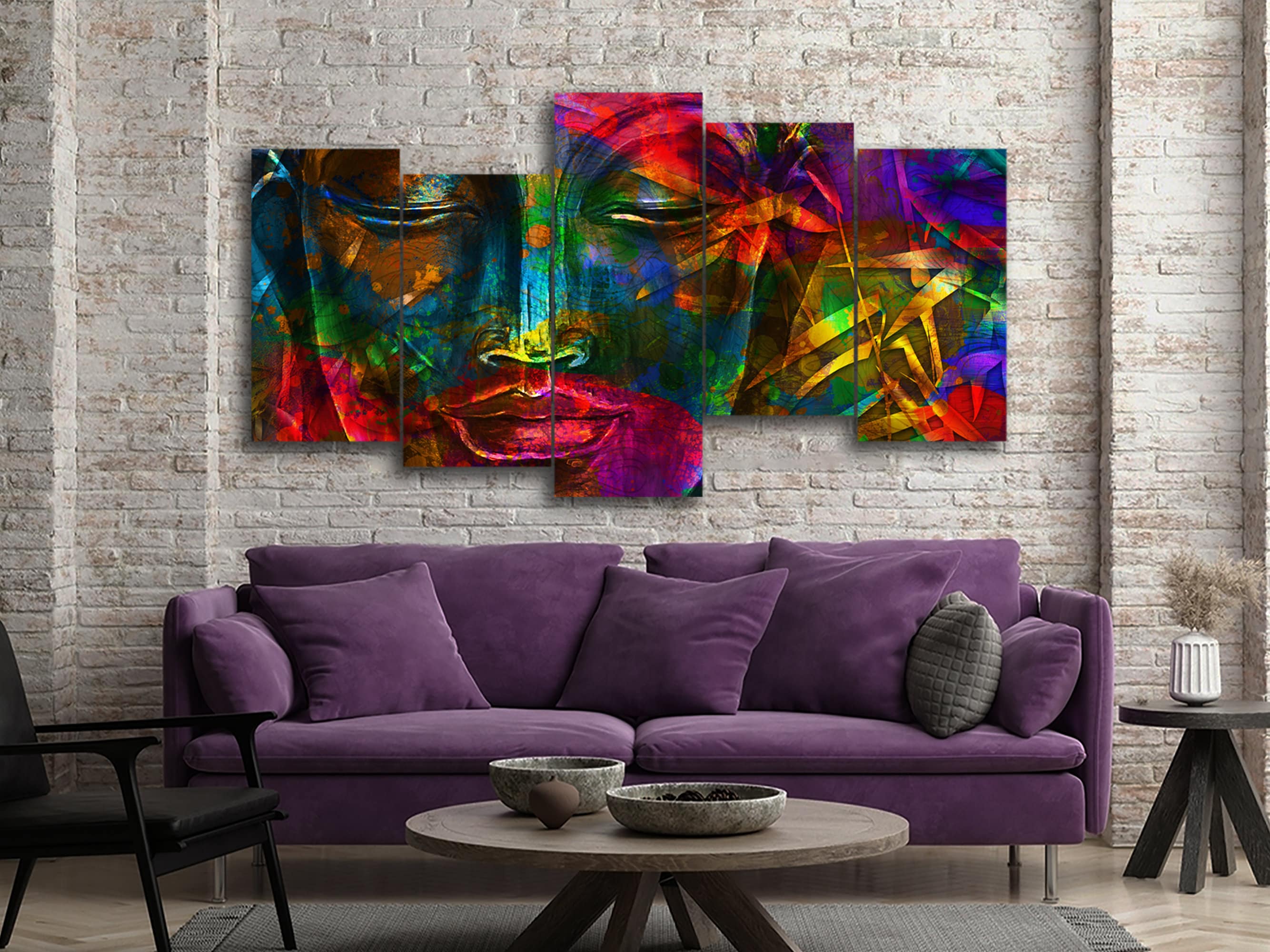 Lord Buddha Digital Art Collage 5 Pieces Canvas Wall Art - Etsy