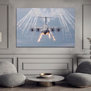Airbus Military A400M Flares Canvas Wall Art, Large Framed Canvas Wall ...