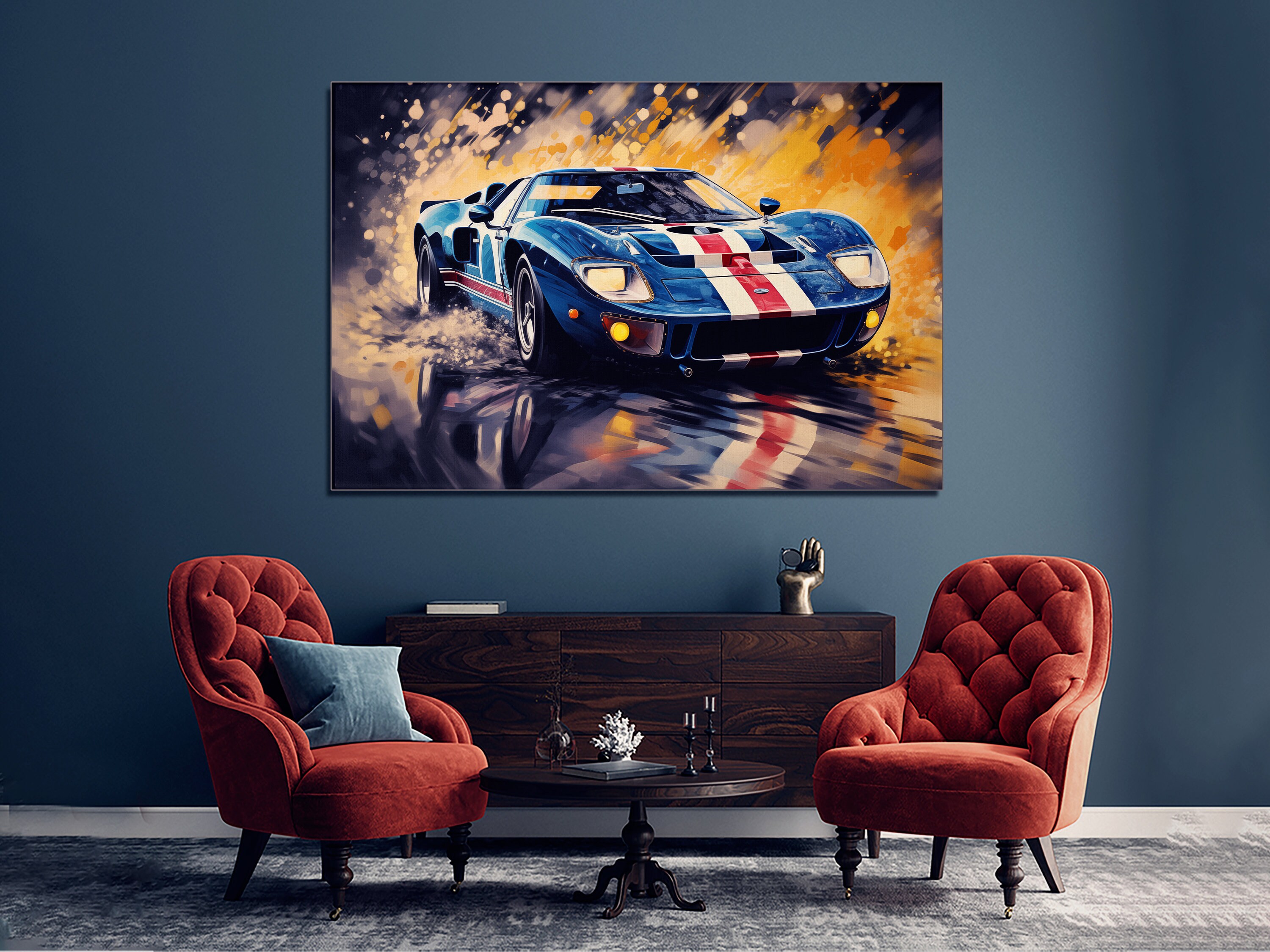 Ford GT40 Art Canvas Wall Art, Large Framed Canvas Wall Art, Extra ...